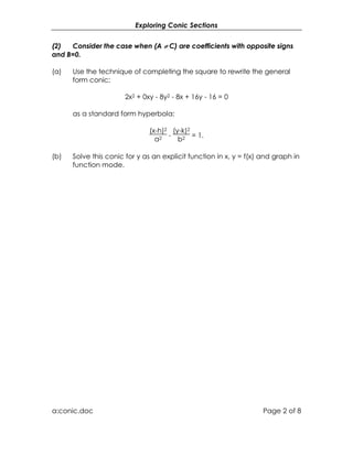5HBC2012 Conic Worksheet | PDF