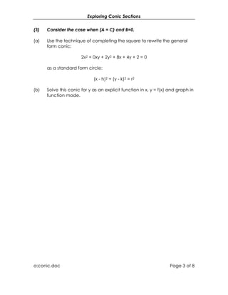 5HBC2012 Conic Worksheet | PDF