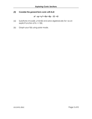 5HBC2012 Conic Worksheet | PDF