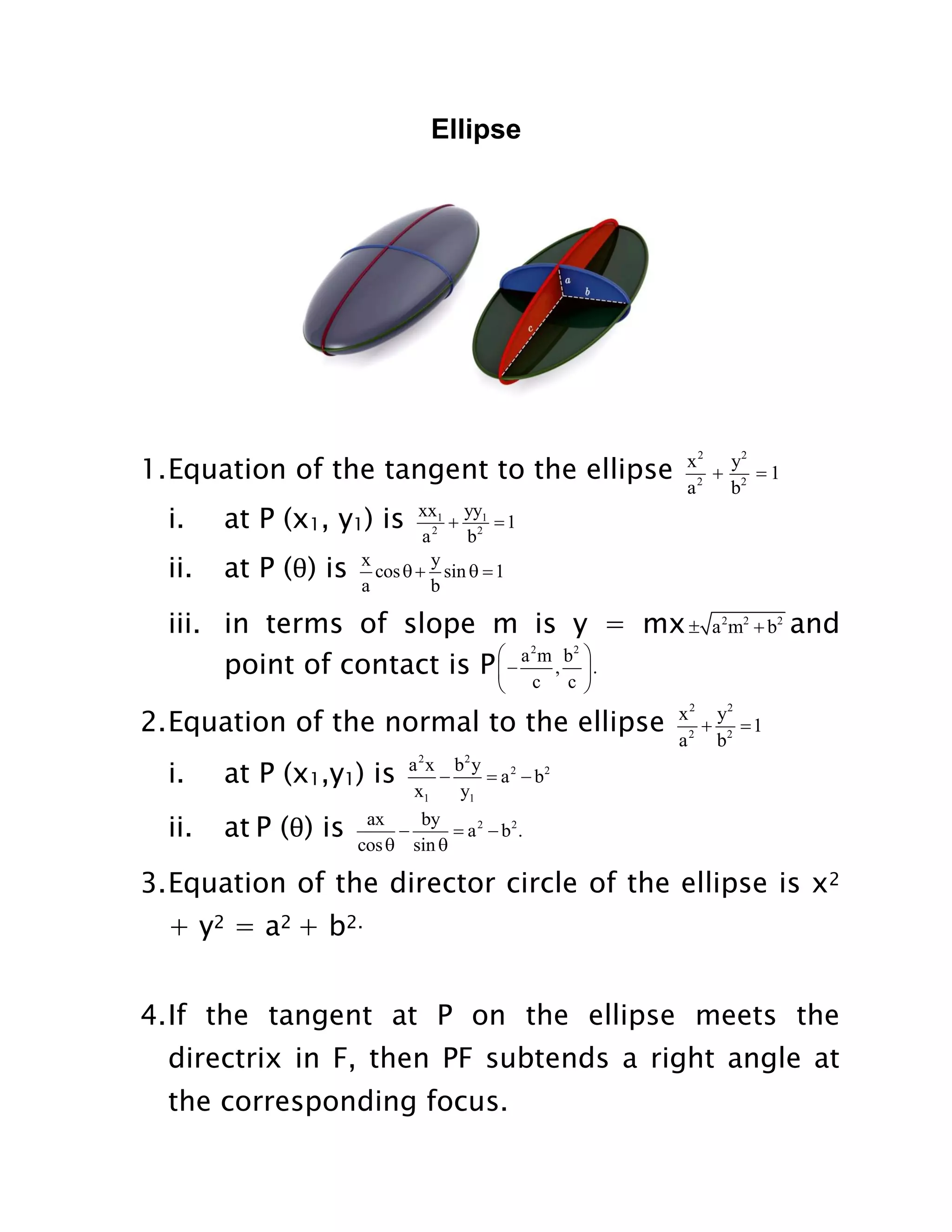 Conic Sections Ellipse Pdf