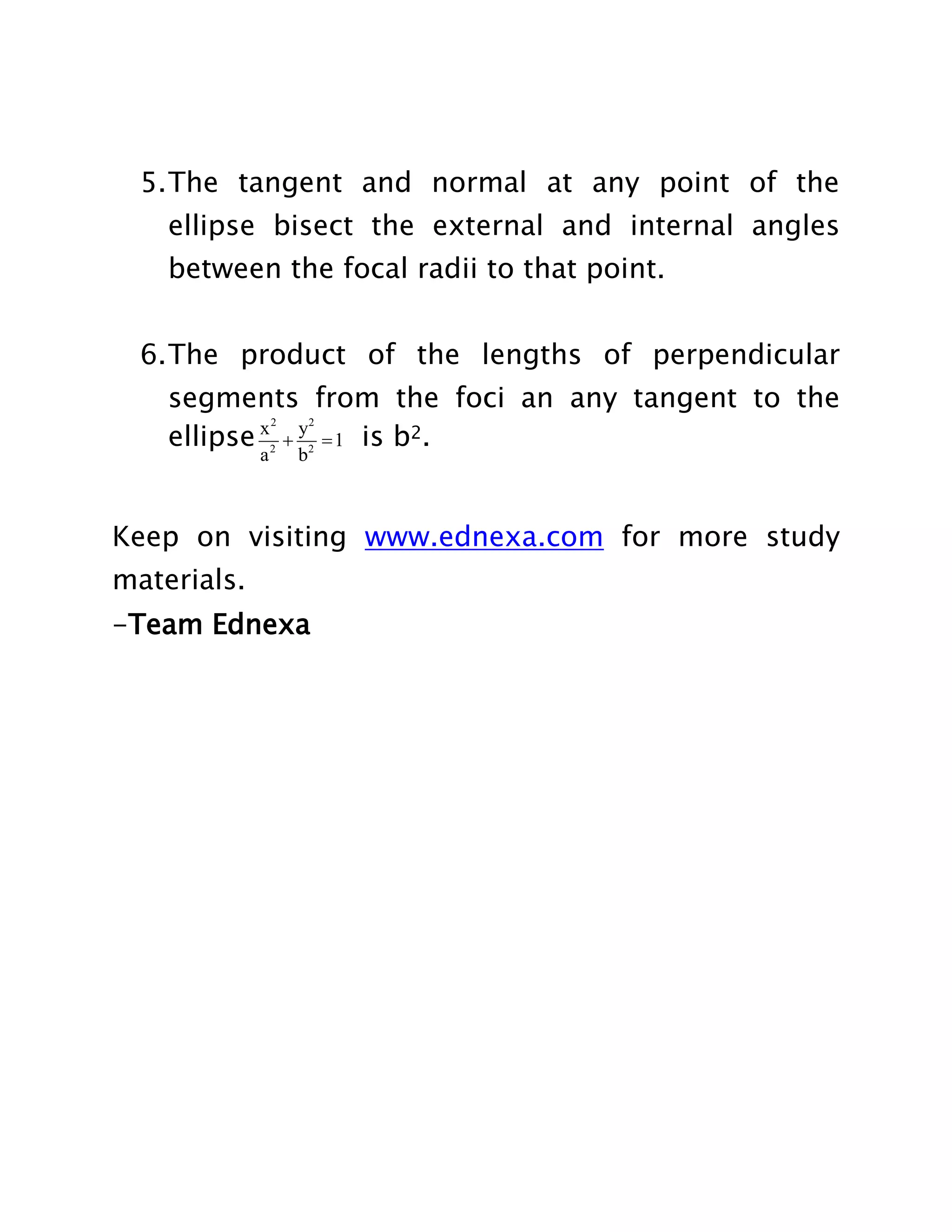 Conic Sections - Ellipse | PDF