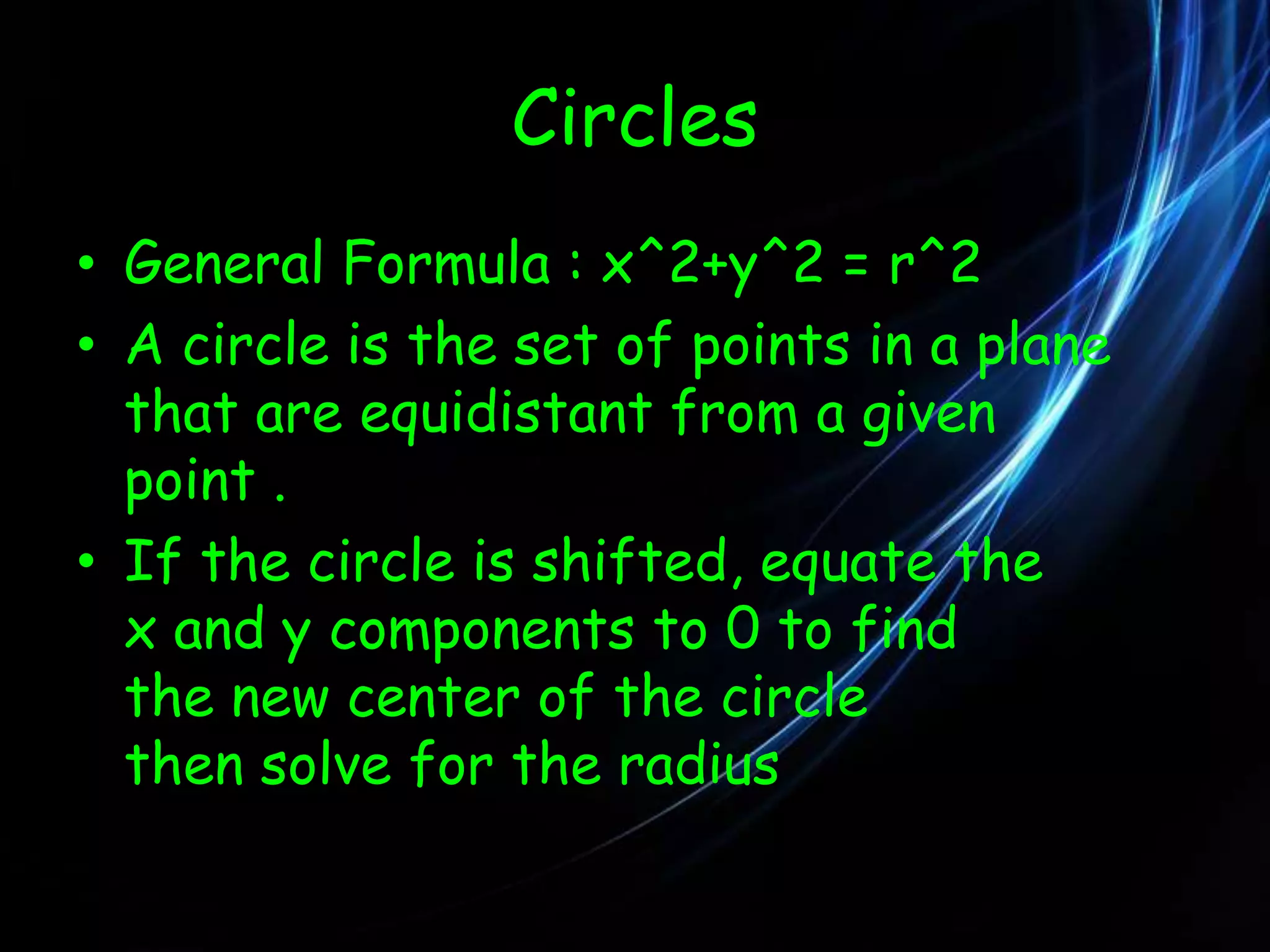 Conic sections and introduction to circles | PPTX
