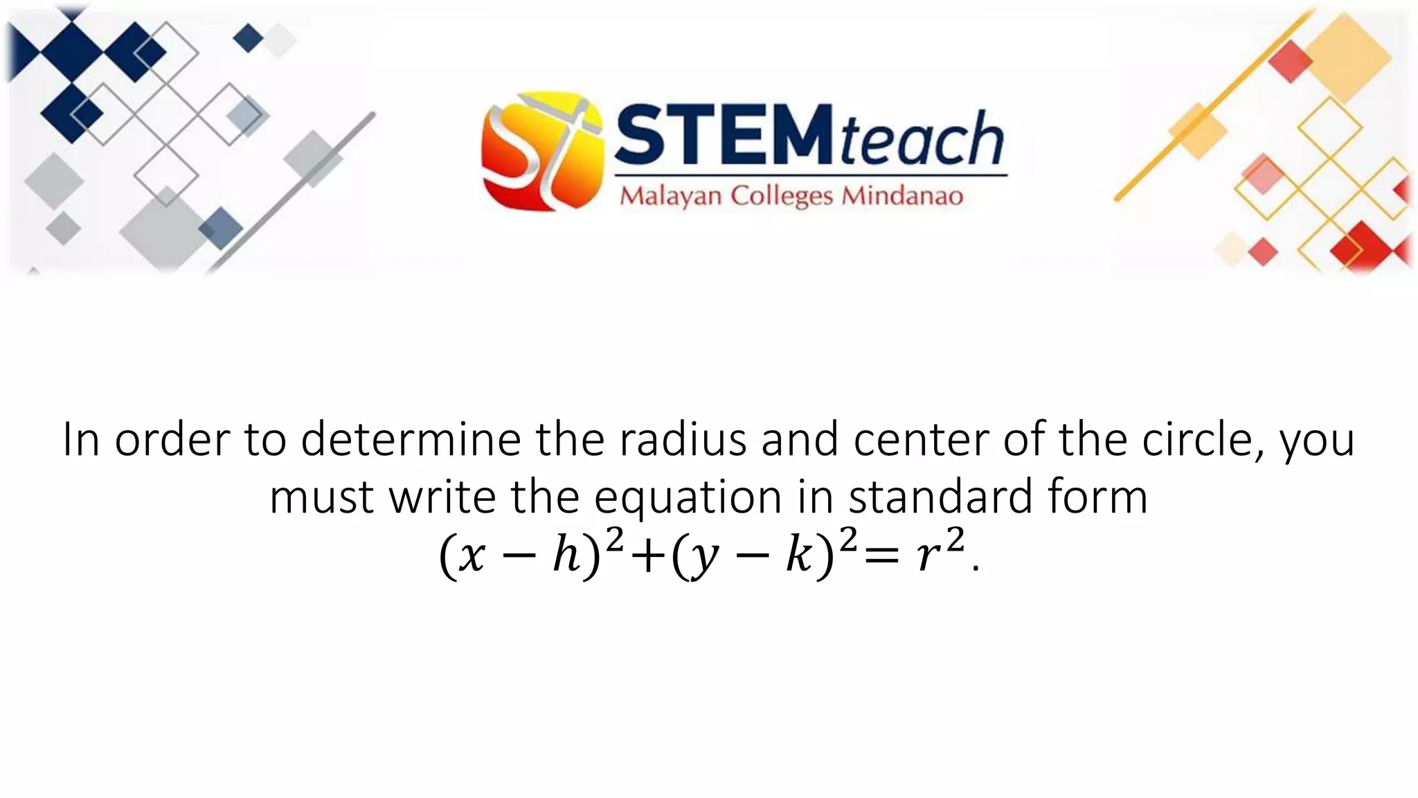 Conic sections circles - STEM TEACH | PPTX