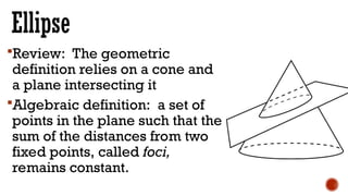 Grade 11 Pre-calculus - Conic Sections Ellipses | PPT
