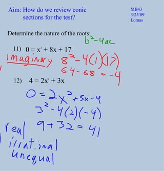 Conics Test Review T | PPT
