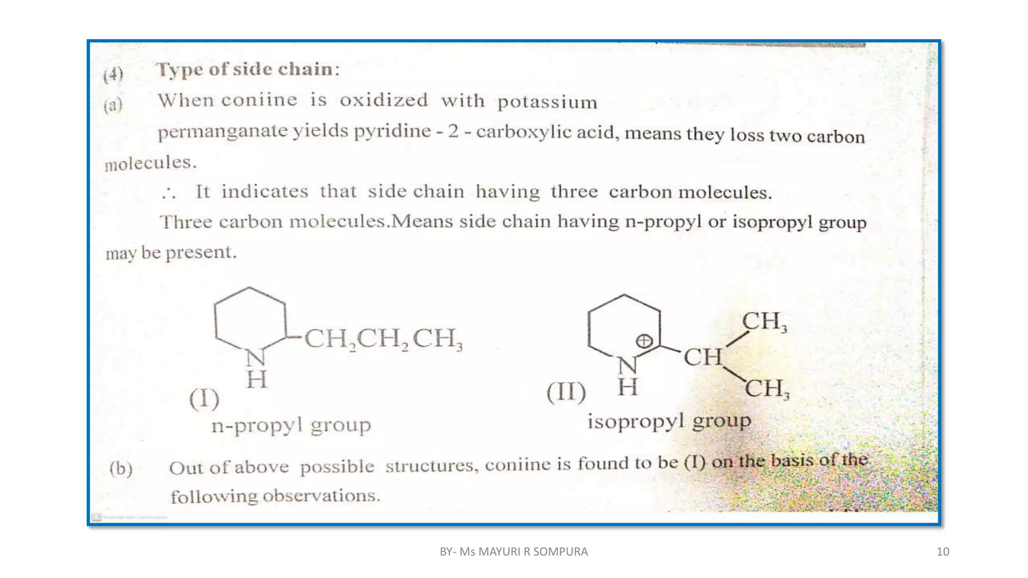 Coniine structure elucidation SLIDESHARE sem 5 bsc | PPTX