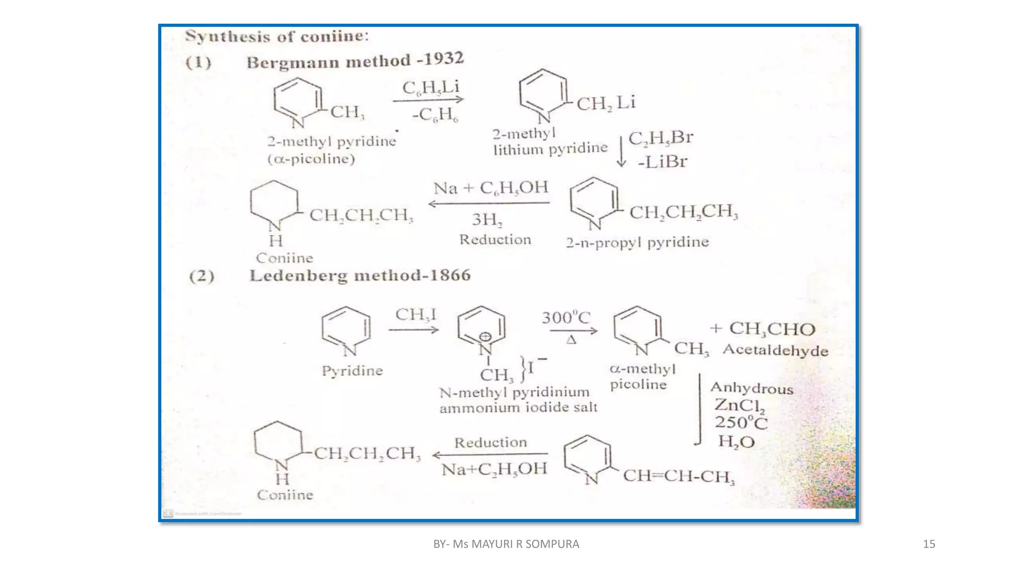 Coniine structure elucidation SLIDESHARE sem 5 bsc | PPTX