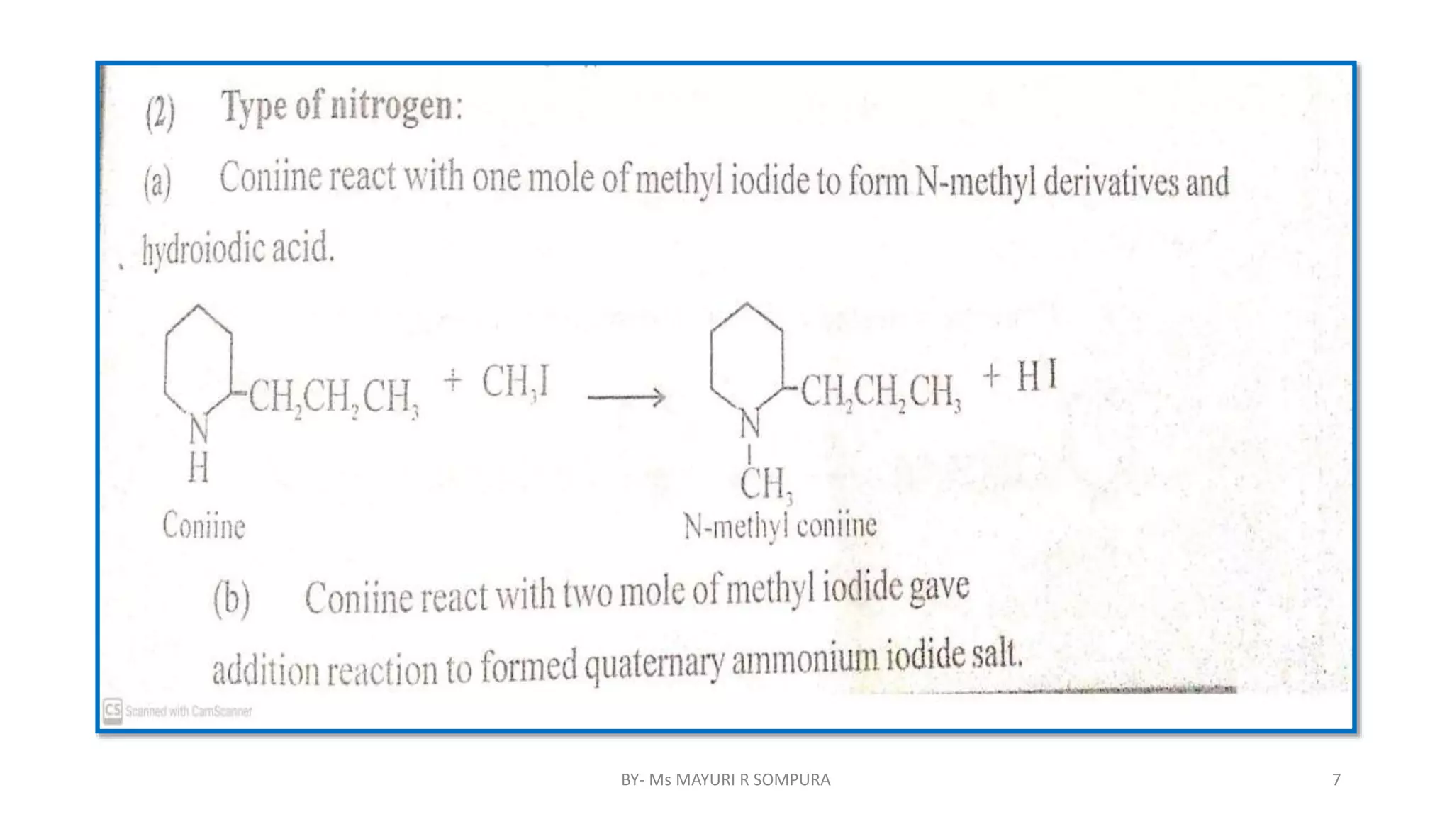 Coniine structure elucidation SLIDESHARE sem 5 bsc | PPTX