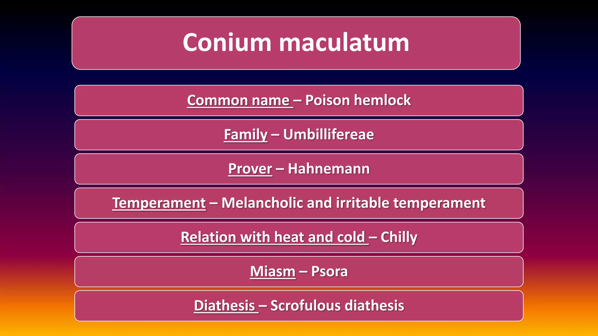 Conium maculatum Homeopathic Materia Medica Slide Show Presentation By ...