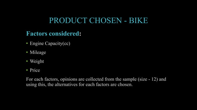 Conjoint analysis for Motorbike's Features using IBM SPSS | PPT