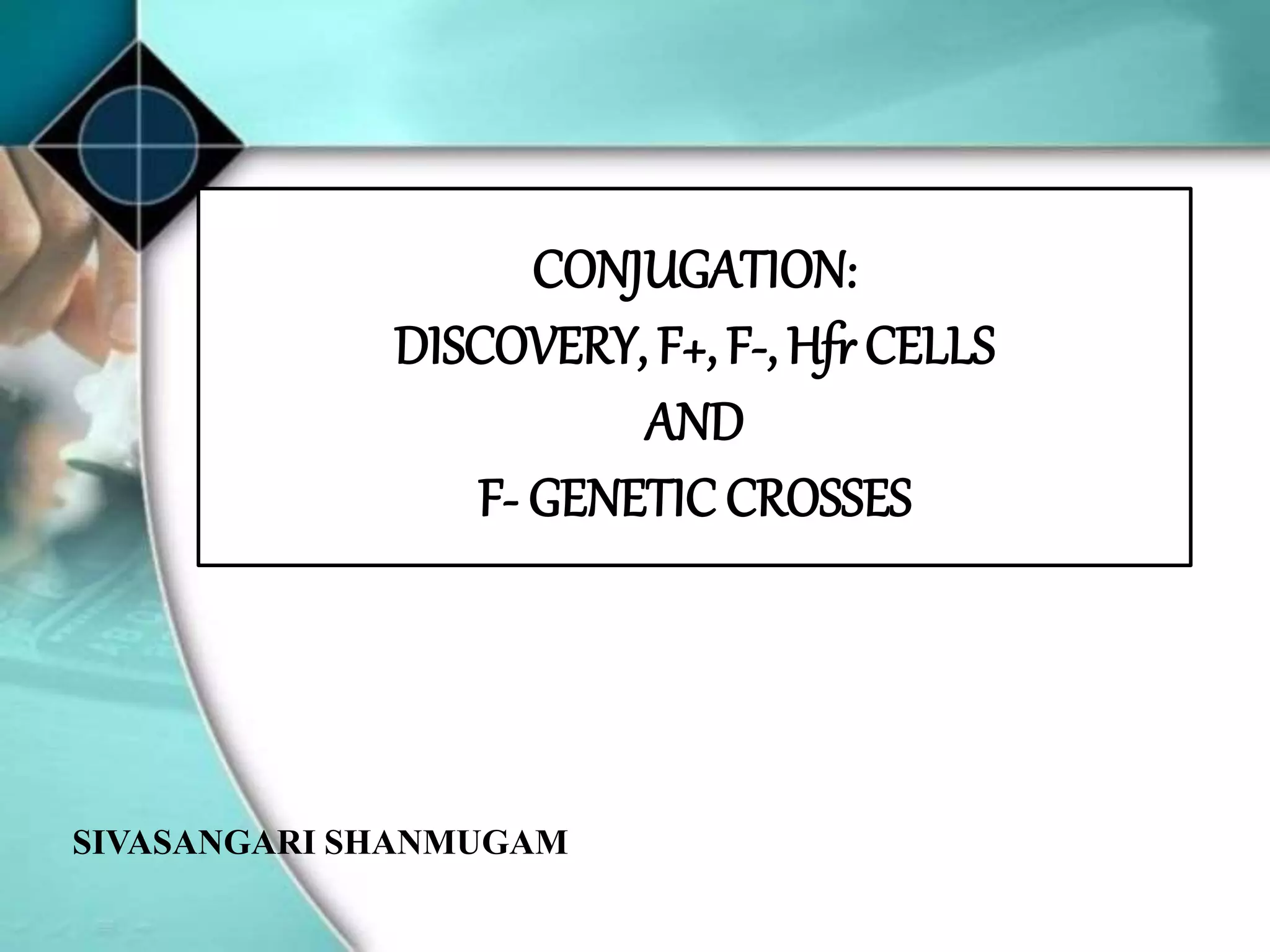 Conjugation: Discovery, F+, F- and Hfr conjugation, F- genetic crosses ...
