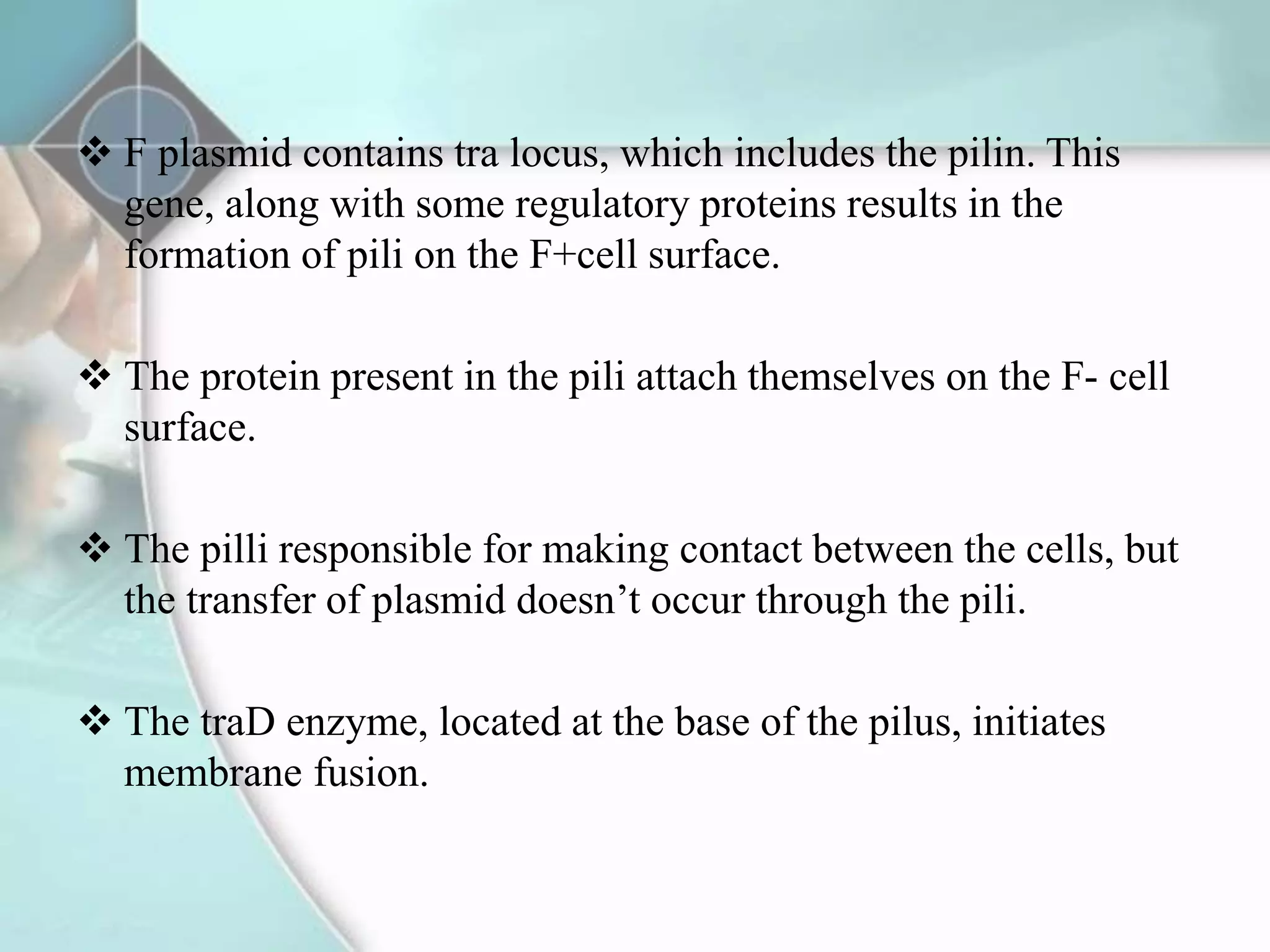 Conjugation: Discovery, F+, F- and Hfr conjugation, F- genetic crosses ...