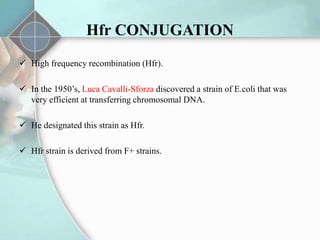 Conjugation: Discovery, F+, F- and Hfr conjugation, F- genetic crosses ...