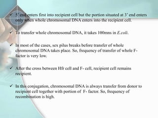 Conjugation: Discovery, F+, F- and Hfr conjugation, F- genetic crosses ...