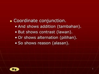 Conjunction (subordinate and coordinate conjunction for learning ...