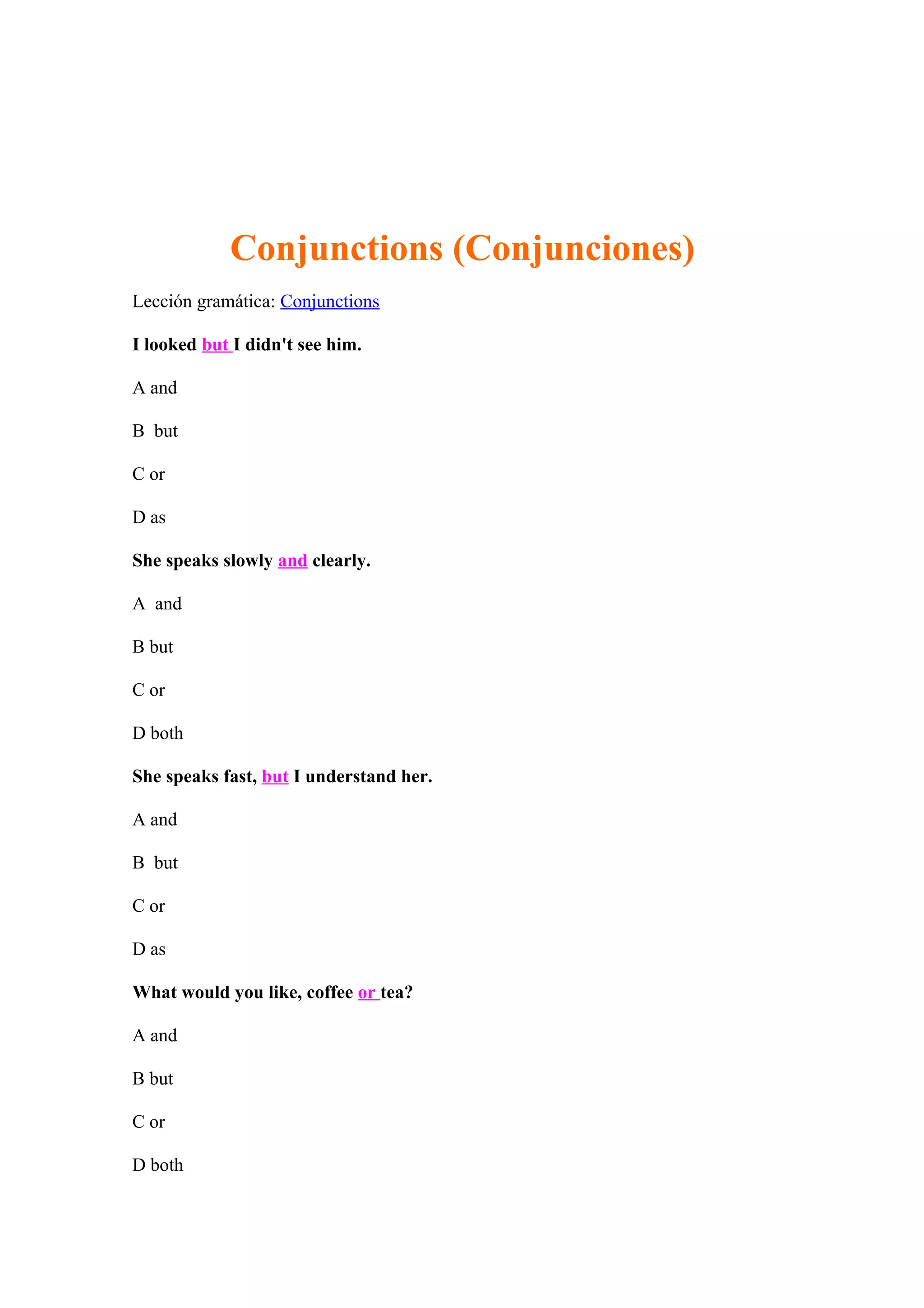 Conjunctions | DOC