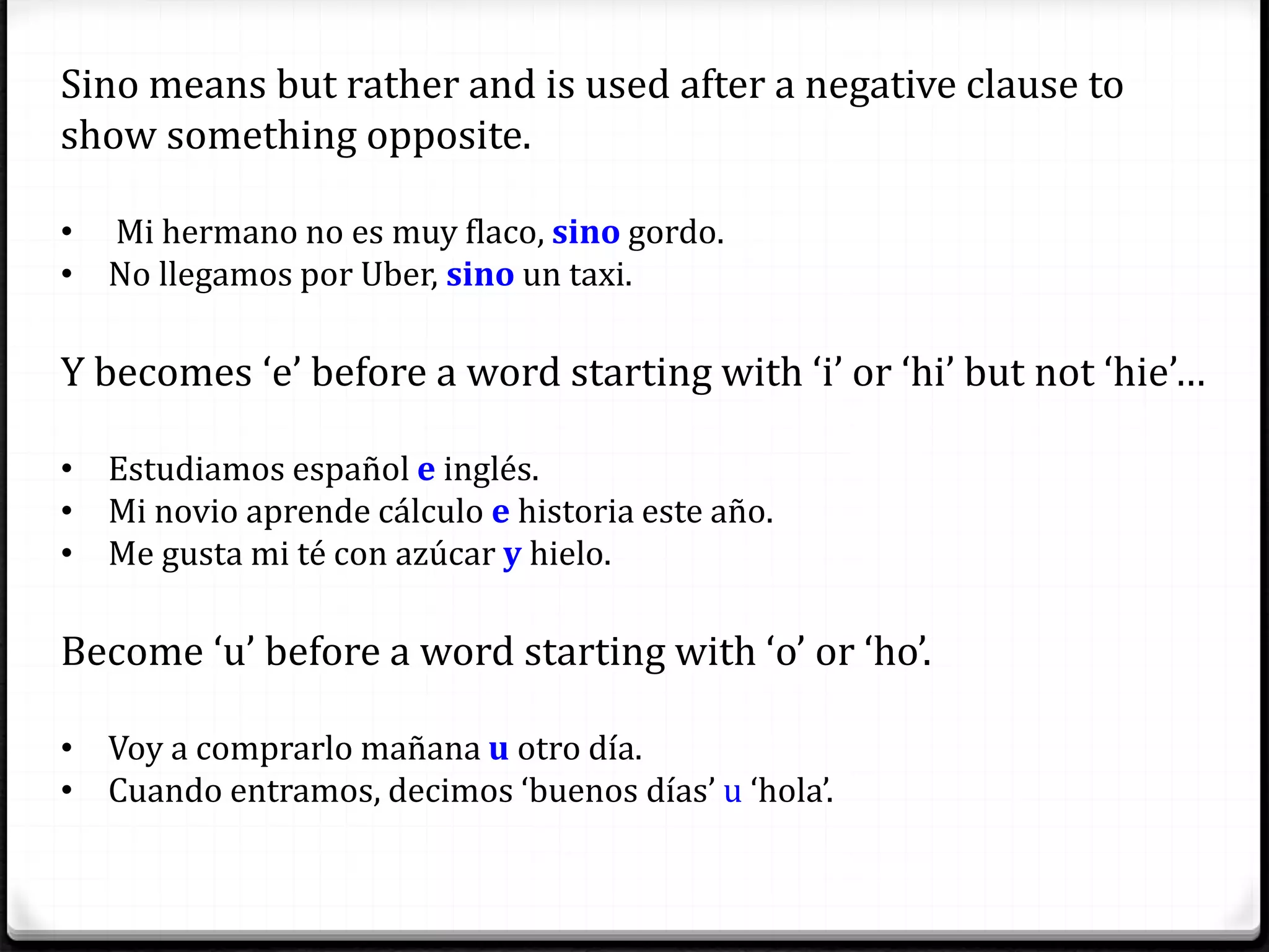 Conjunctions in Spanish | PPTX