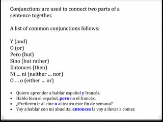 Conjunctions in Spanish | PPTX