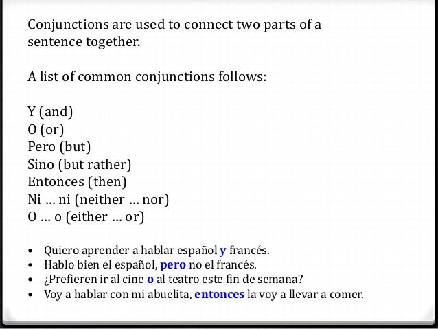 Conjunctions in Spanish