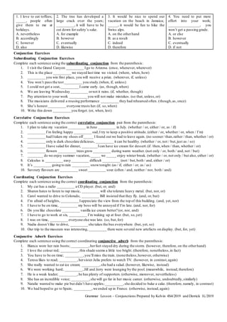 Conjunctions Notes and Exercise By Kelvin | DOCX