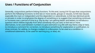 DIFFERENT TYPES AND USES OF CONJUNCTIONS | PPTX