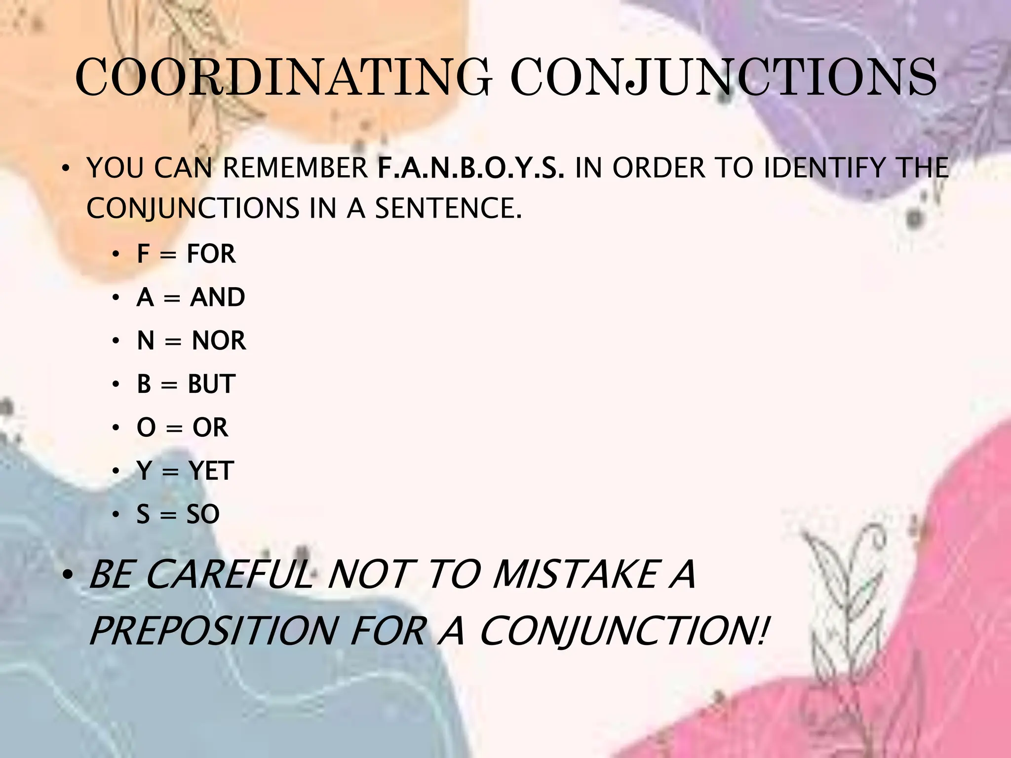 Coordinating and subordinating Conjunctions for grade 6 | PPT