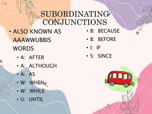 Coordinating and subordinating Conjunctions for grade 6 | PPT