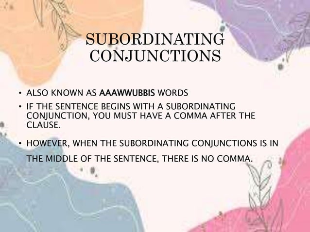 Coordinating and subordinating Conjunctions for grade 6 | PPT