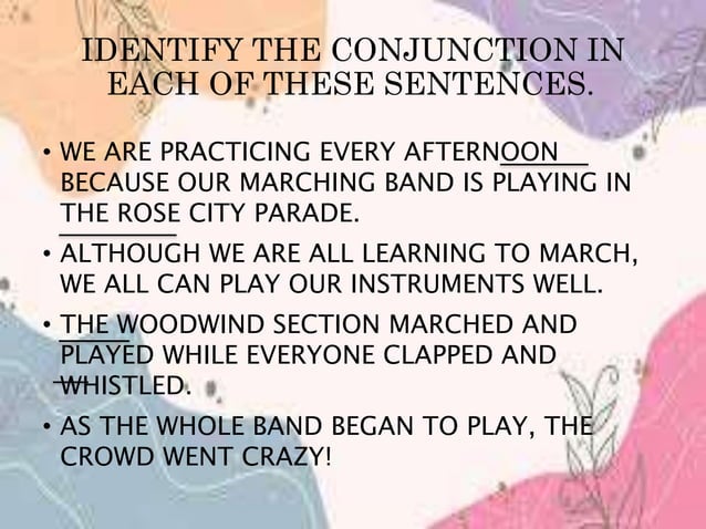 Coordinating and subordinating Conjunctions for grade 6 | PPT