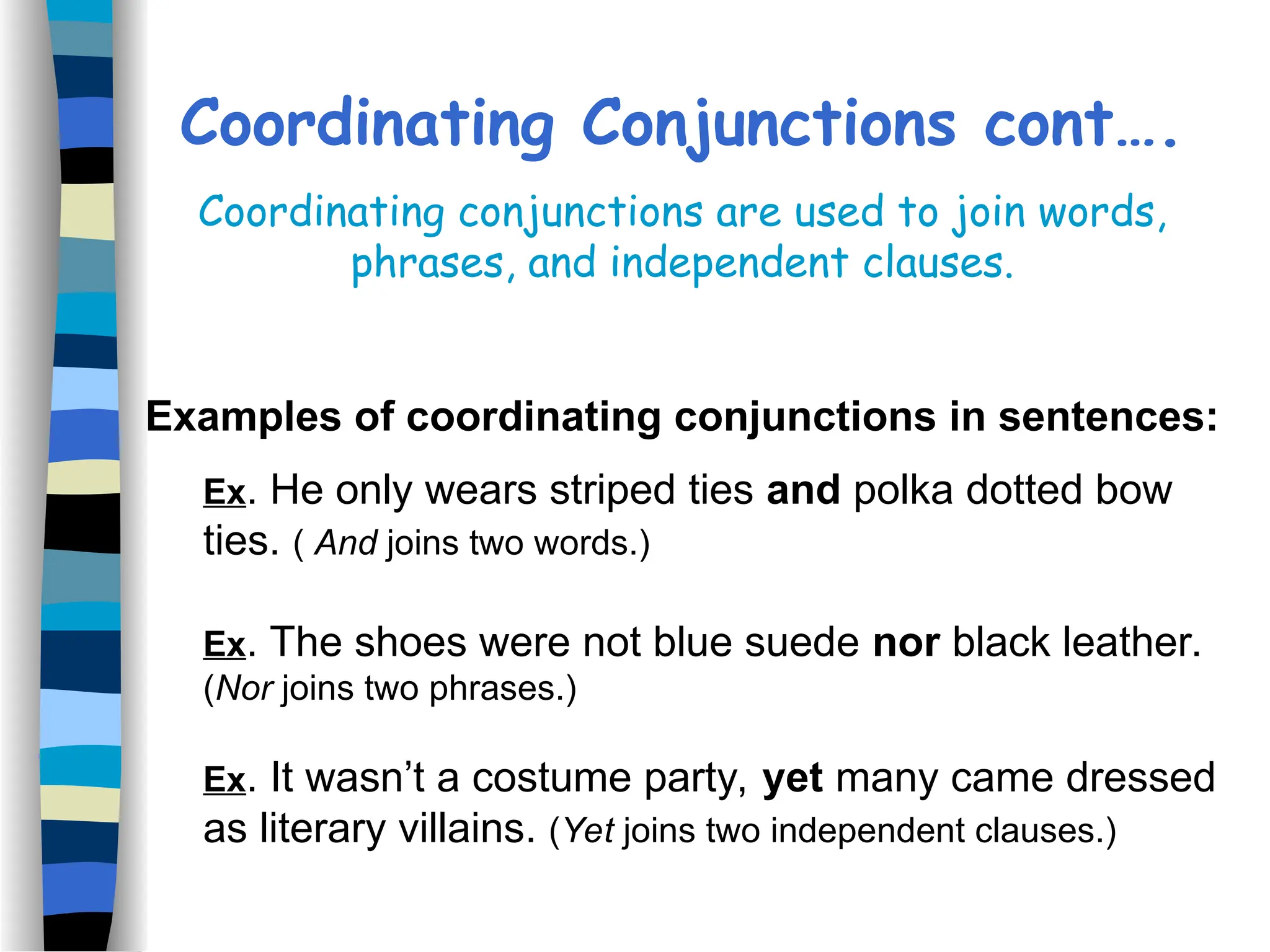 conjunctions in the sentences.presentation | PPT