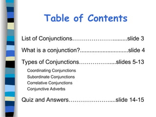 conjunctions in the sentences.presentation | PPT