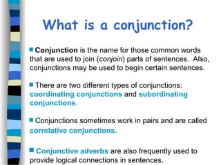 conjunctions in the sentences.presentation | PPT