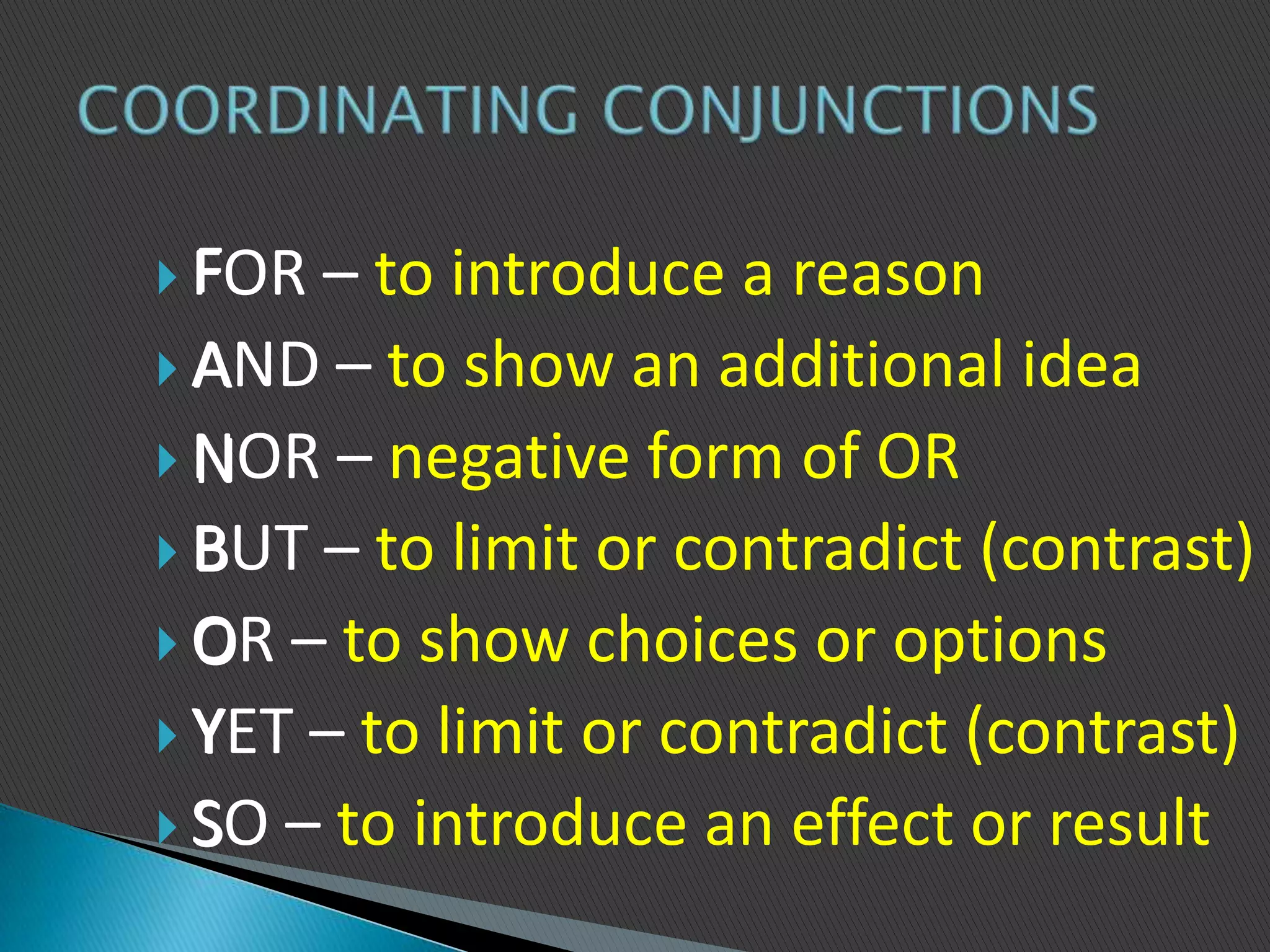 Coordinating Conjunctions | PPTX