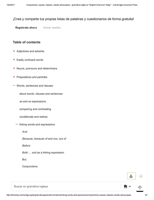 Conjunctions causes, reasons, results and purpose gramática inglés en ...