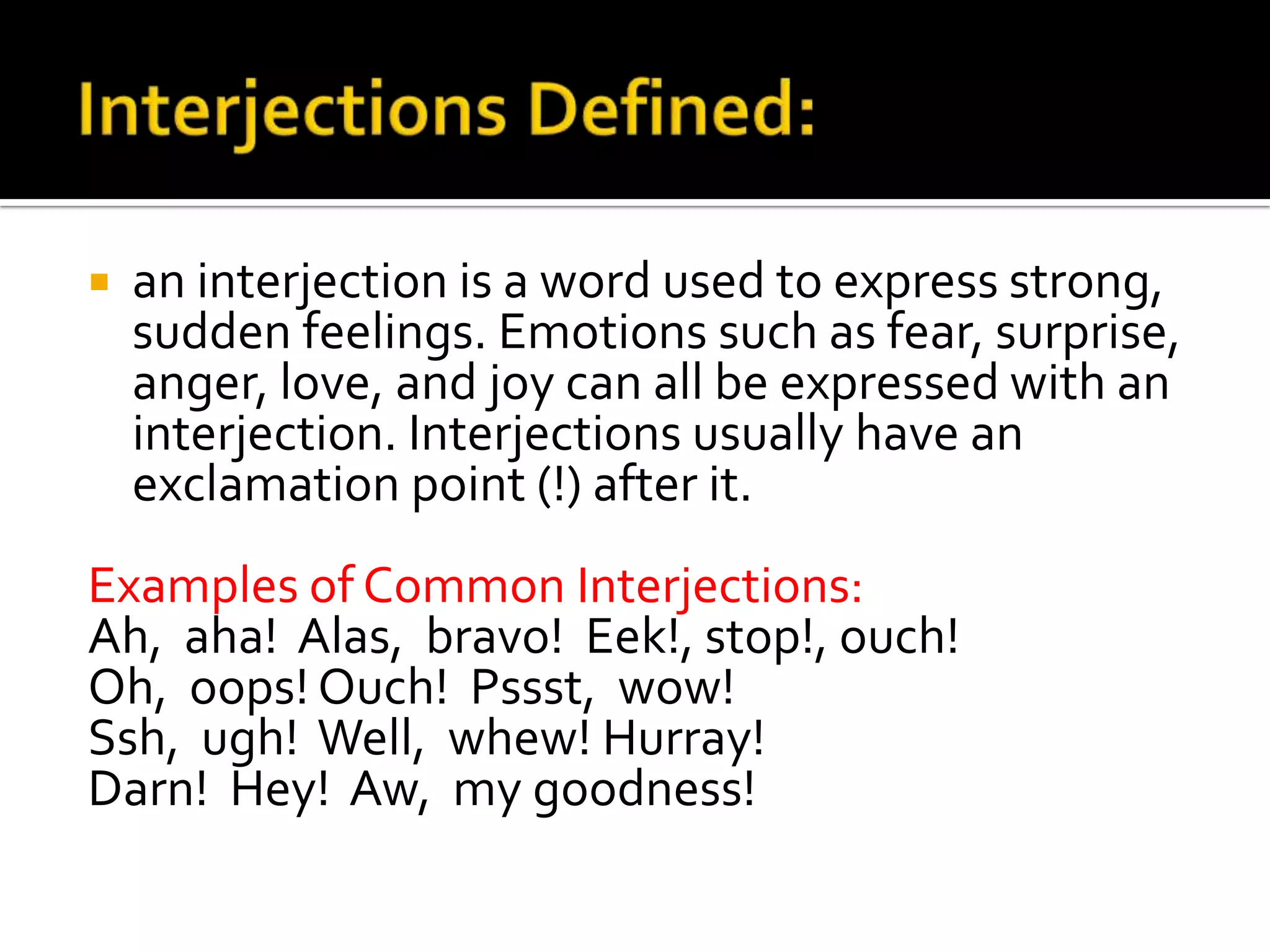Conjunctions & Interjections Lesson | PPTX