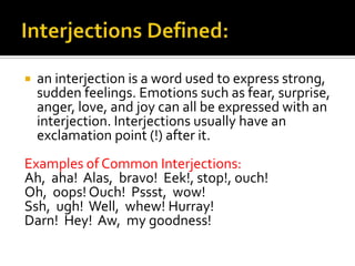 Conjunctions & Interjections Lesson | PPTX