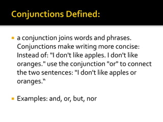 Conjunctions & Interjections Lesson | PPTX