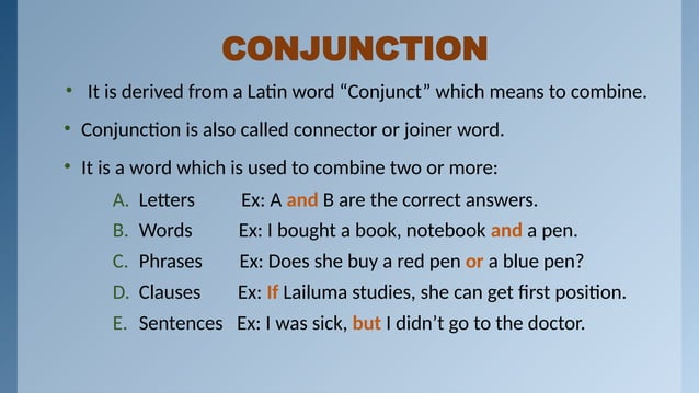 CONJUNCTIONS & ITS TYPES.pptx conjunction | PPTX
