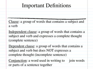 An introduction to conjuntions. compound sentences and complex ...