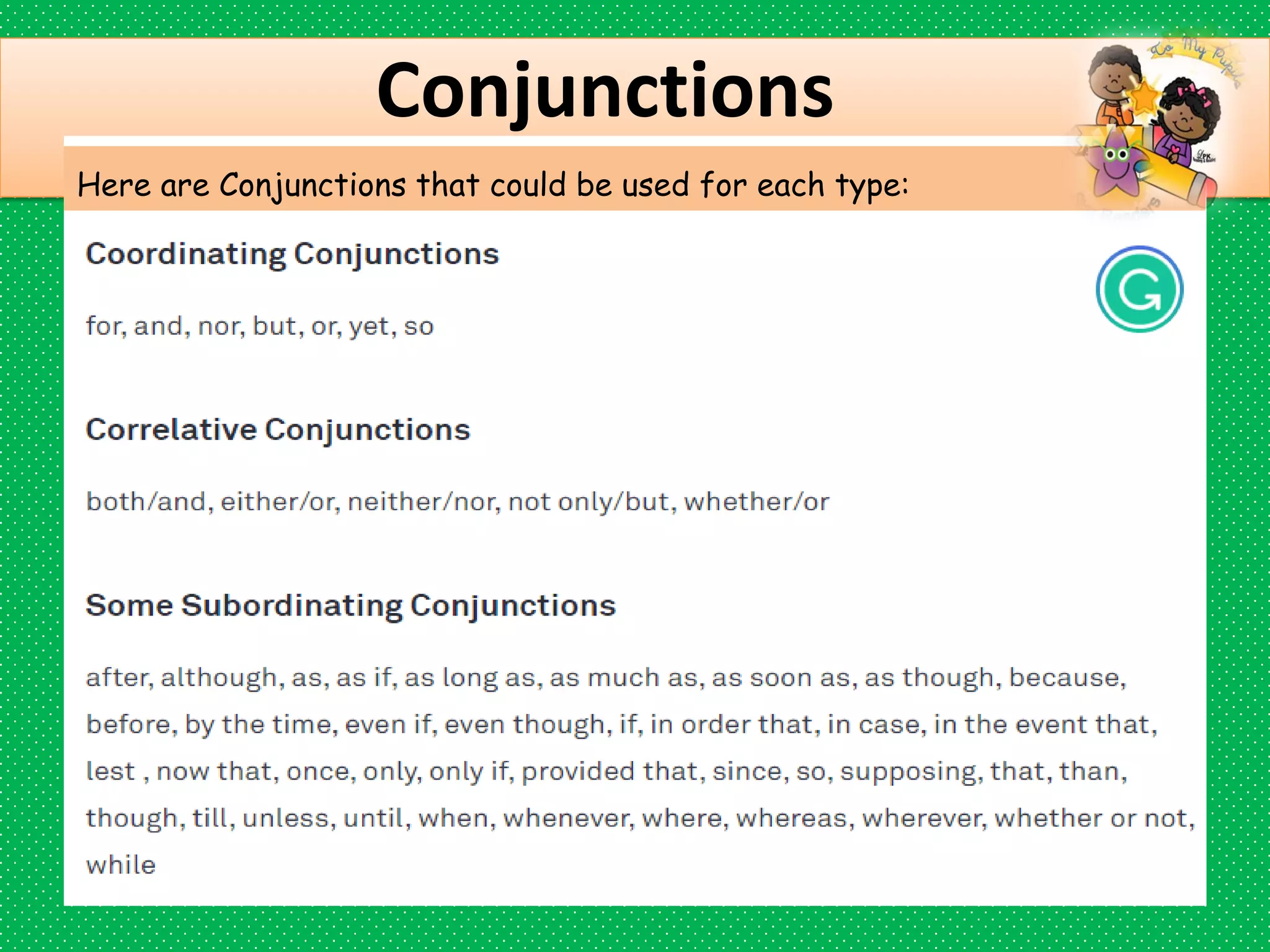 The Three Conjunctions: Part of Speech | PDF