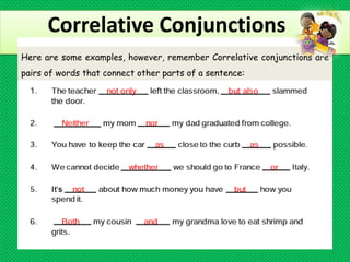The Three Conjunctions: Part of Speech | PPT