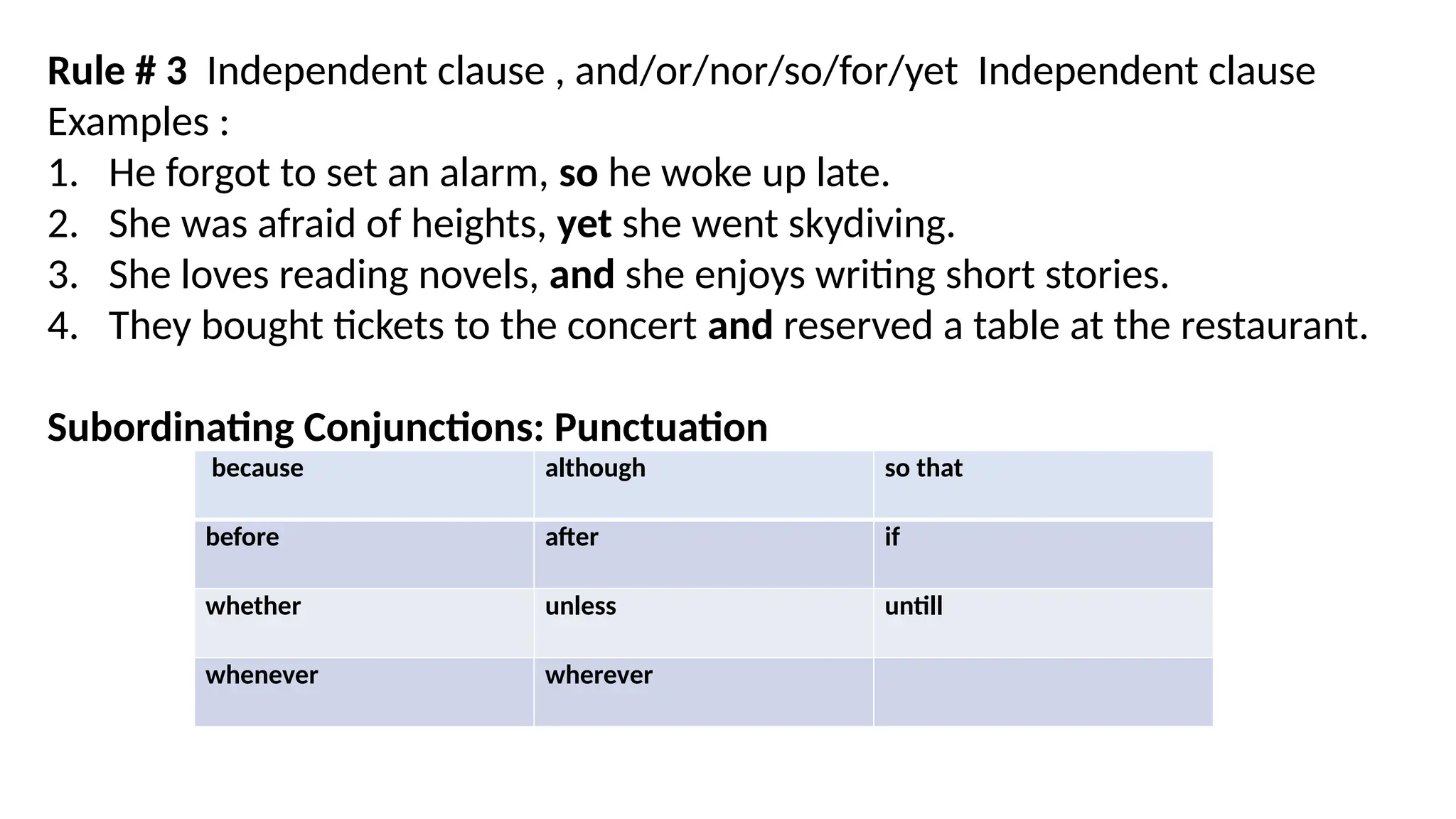 Conjunction uses and punctuation. punctuation with conjuctive ...