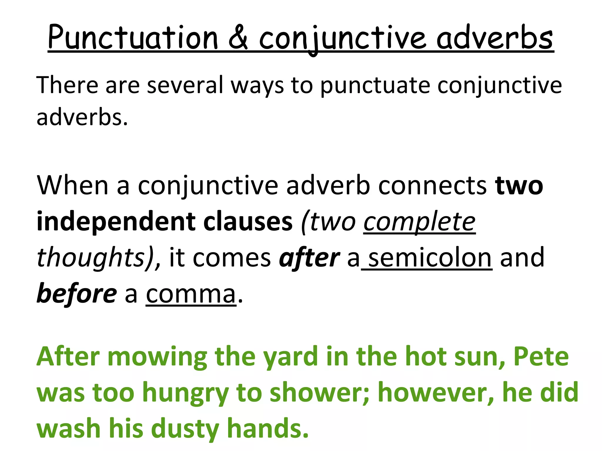 Conjunctive adverbs notes | PPT