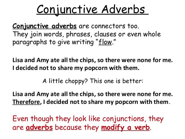 Conjunctive adverbs notes