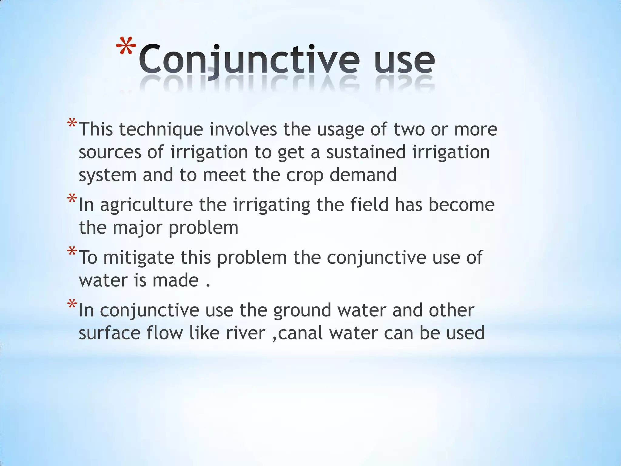 Conjunctive use of water and water budgeting | PPT