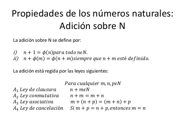 Conjunto de los números naturales y sus propiedades