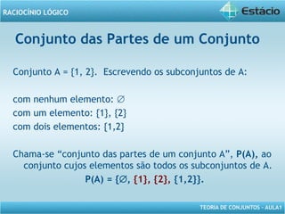 CONJUNTOS - TIPOS DE CONJUNTOS AULA 1 E 2 | PPT