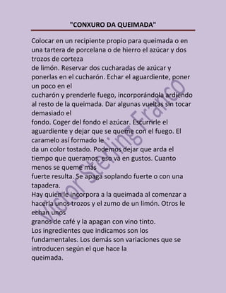 Conjuro de la queimada | DOCX