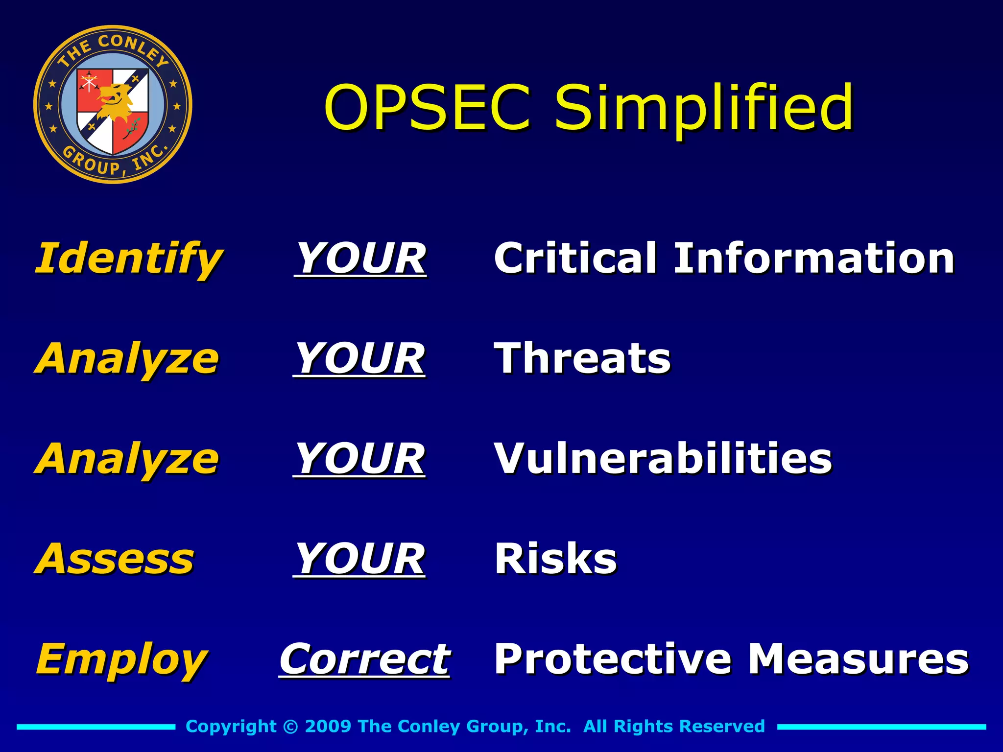 Conley Group Operational Security Presentation | PPT