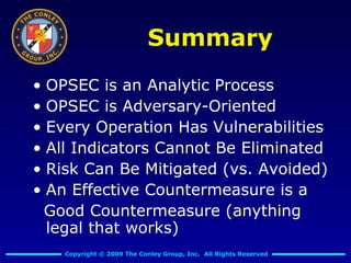 Conley Group Operational Security Presentation | PPT